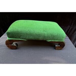 Antique | Other | Lovely Antique Kelly Green Covered Footstool ...